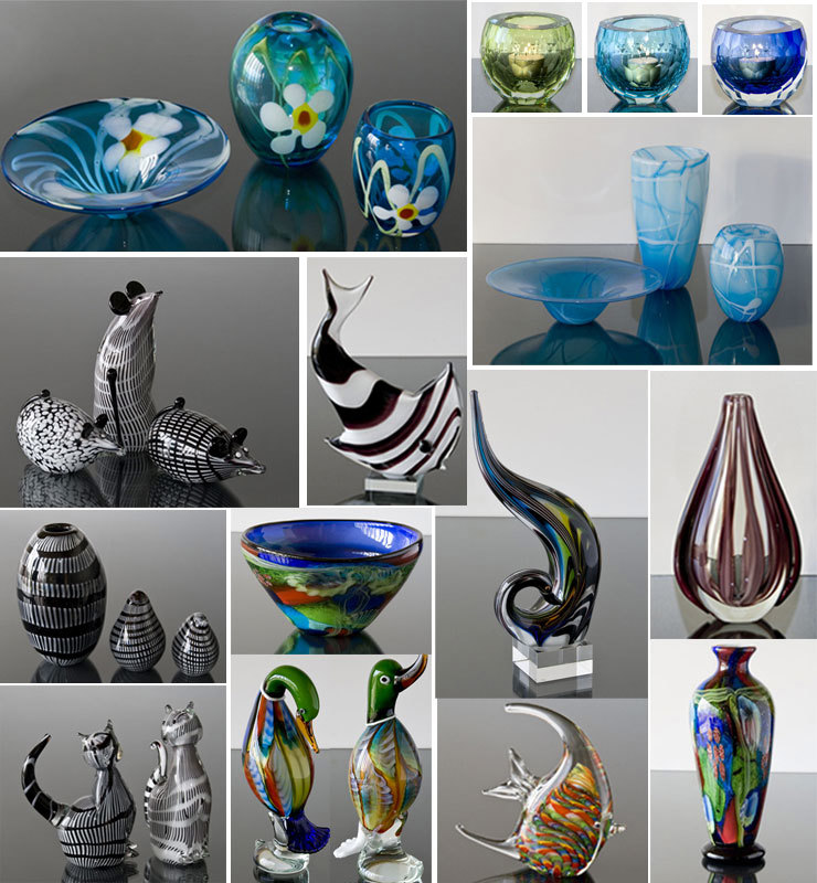 Hand blown glass art, figurines, bowls, lamps and tealight candle ...